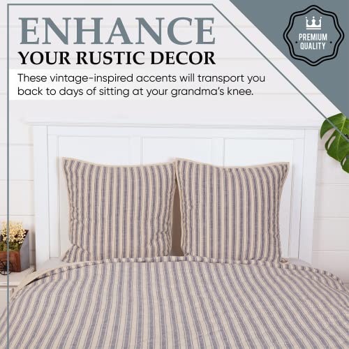 Piper Classics Market Place Blue Ticking Stripe Full/Queen Quilt