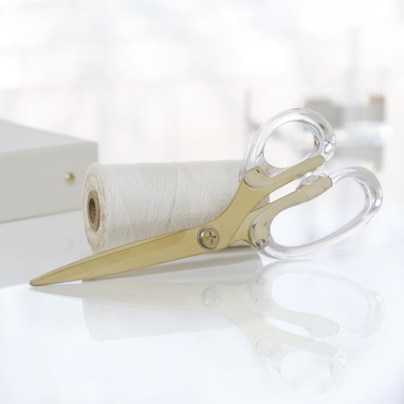 russell+hazel Acrylic Scissors, Left or Right Hand, Clear and Gold-Toned, 9”