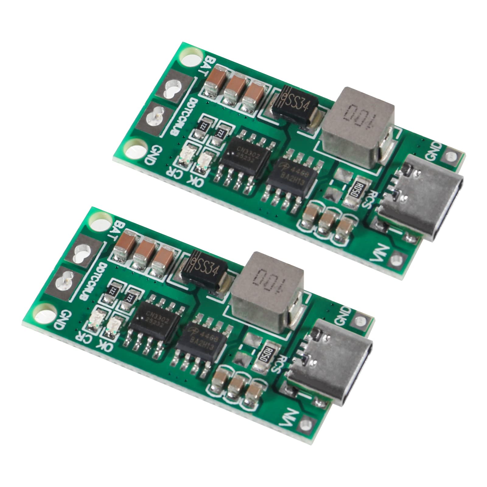 AITIAO 2PCS Type C BMS 2S 3S 4S 1A 2A 4A 18650 3.7V Lithium Battery Charge Board Step-Up Boost Li-Po Polymer USB C to 8.4V 12.6V 16.8V(3S 2A)