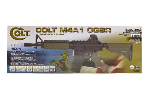 SOFT AIR USA Colt M4A1 M4 CQBR AEG Electric Airsoft Rifle with Adjustable Hop-Up, Dark Earth/Tan, 453 FPS