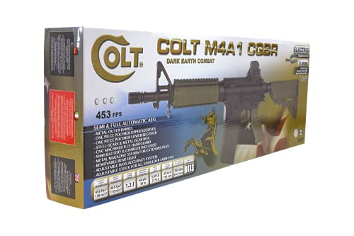 SOFT AIR USA Colt M4A1 M4 CQBR AEG Electric Airsoft Rifle with Adjustable Hop-Up, Dark Earth/Tan, 453 FPS