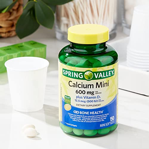 Support Bone Health with Spring Valley Calcium Plus Vitamin D3 Supplement, 150 Mini Softgels. Includes Luall Fridge Magnetic