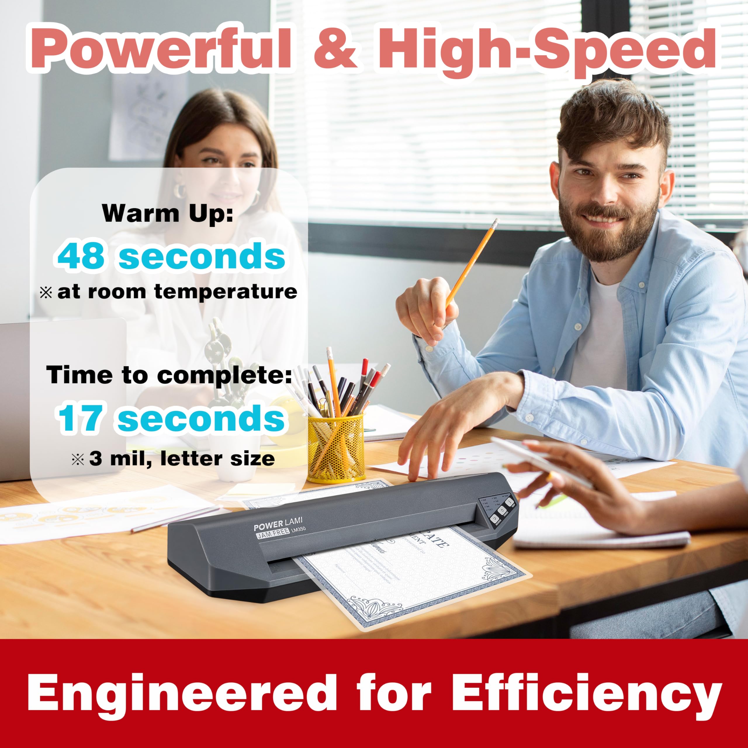 SINCHI 3-10 mil, Heavy Duty, 48-Second Warm-up Commercial Laminating Machine, Never Jam High Speed 13-inch Thermal Laminator Machine for Business/Office/School