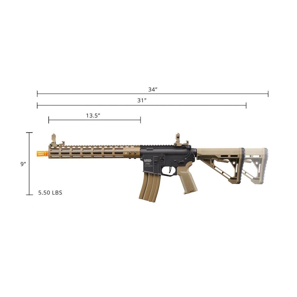 Lancer Tactical Gen 2 Proline M4 Full Metal 9''/14'' Airsoft Rifle with Delta Stock (ETU & Mosfet Included)