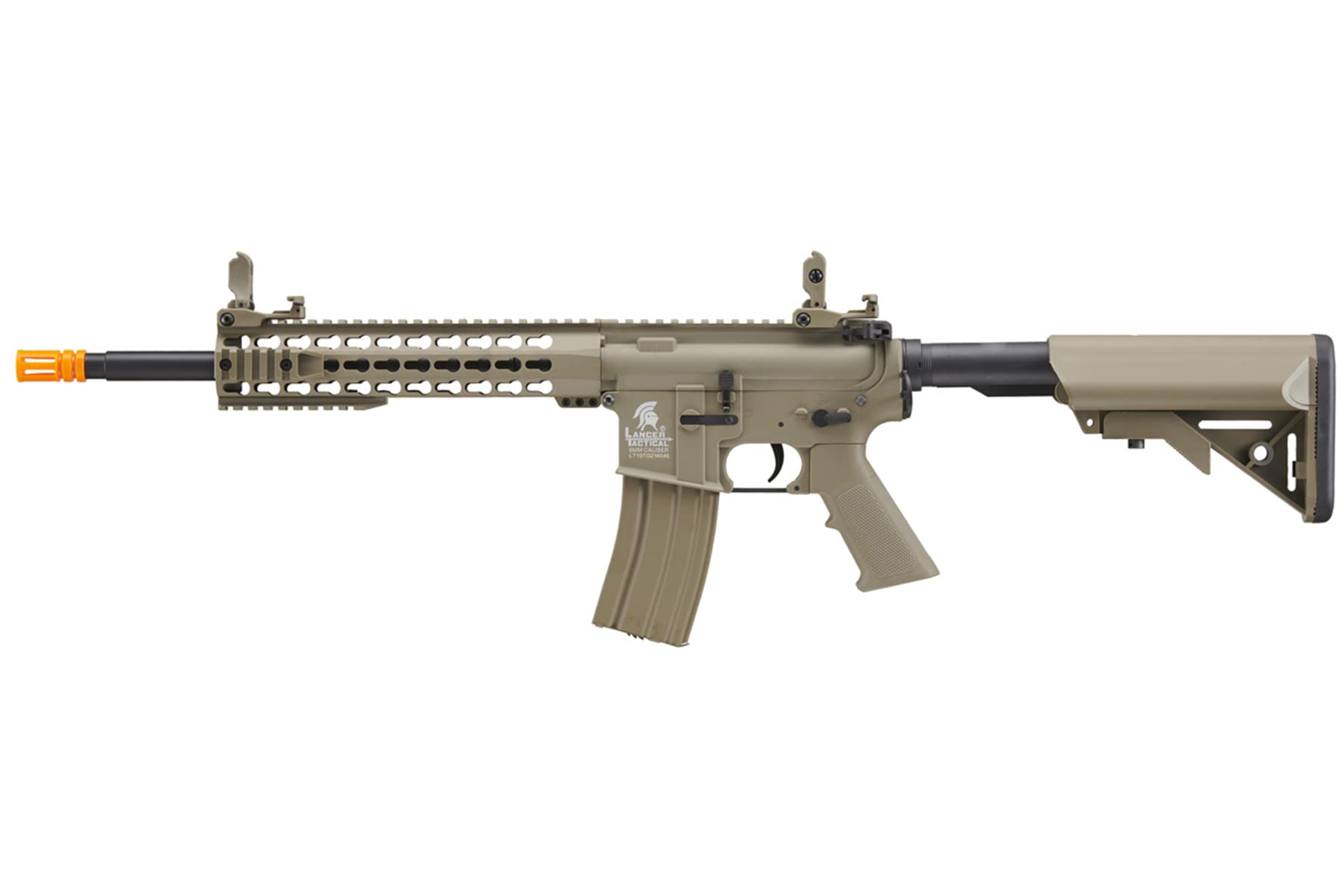 Lancer Tactical Gen 2 LT-19 Airsoft M4 Carbine 10" Electric Full/Semi-Auto Airsoft AEG Rifle, Included 6mm 0.20g BBS, Charger, and Battery (Polymer/Desert)