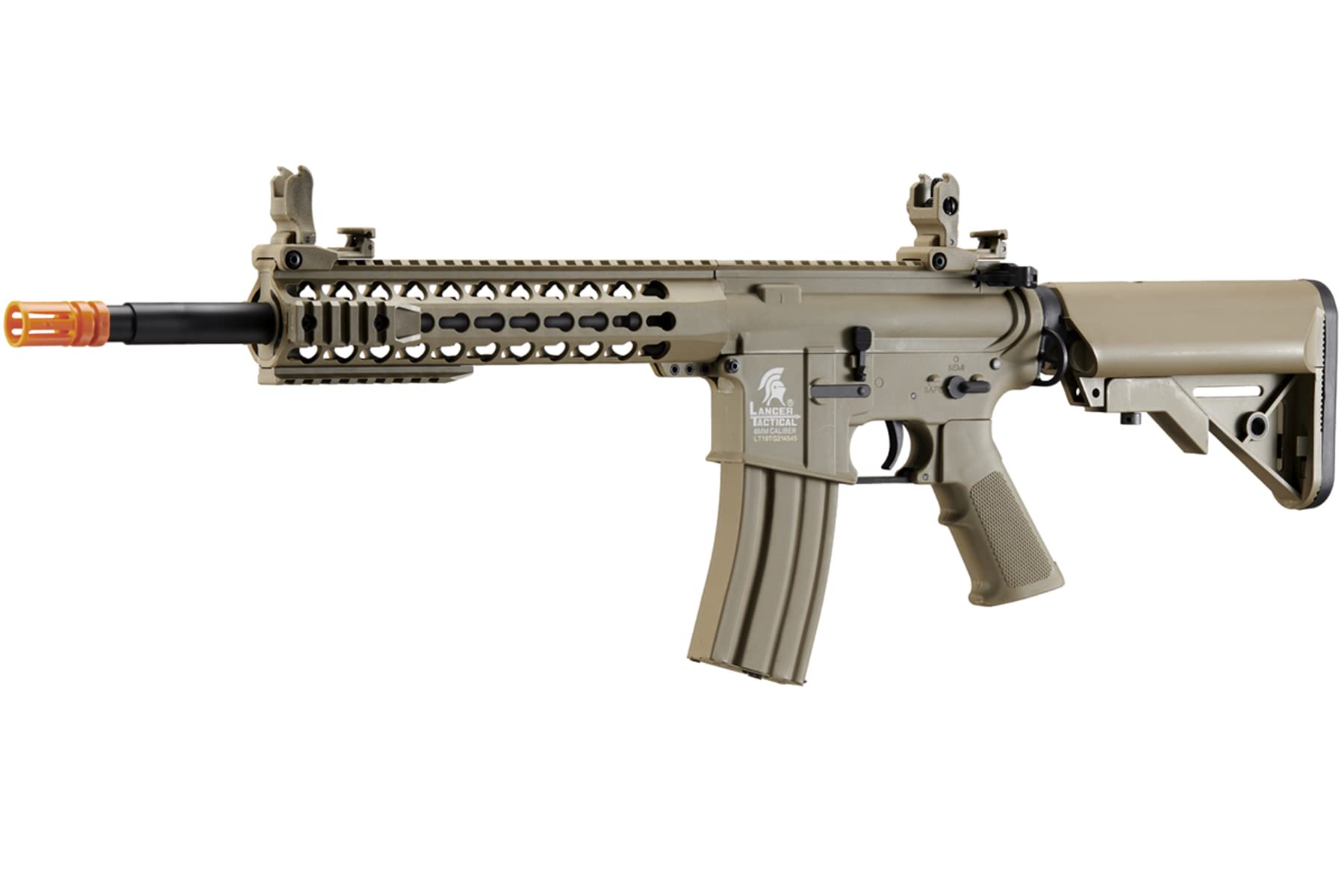 Lancer Tactical Gen 2 LT-19 Airsoft M4 Carbine 10" Electric Full/Semi-Auto Airsoft AEG Rifle, Included 6mm 0.20g BBS, Charger, and Battery (Polymer/Desert)
