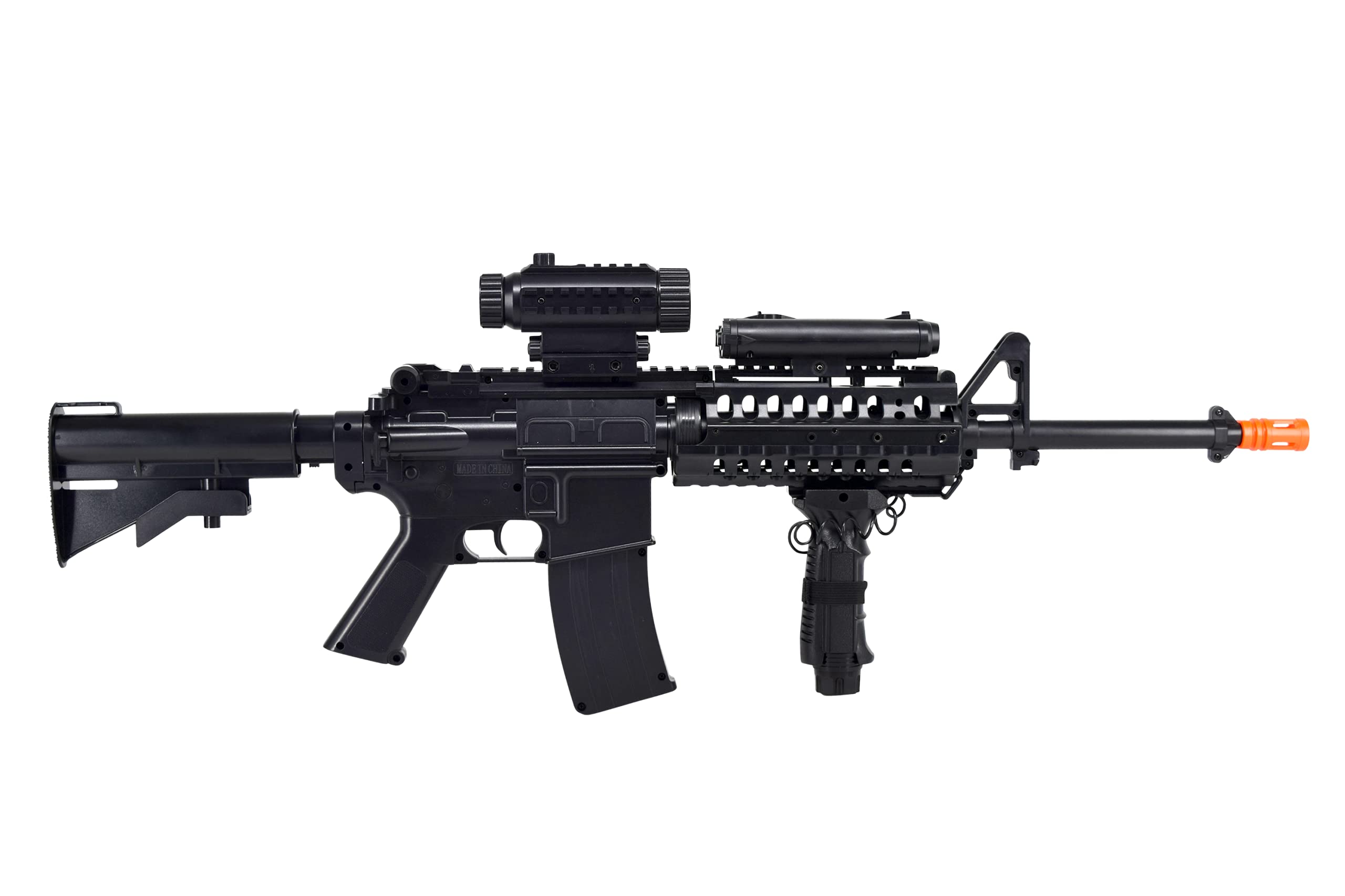 Fire Power SOFT AIR USA F4D AEG Electric Airsoft Rifle with Flashlight and Laser, Black, 200 FPS