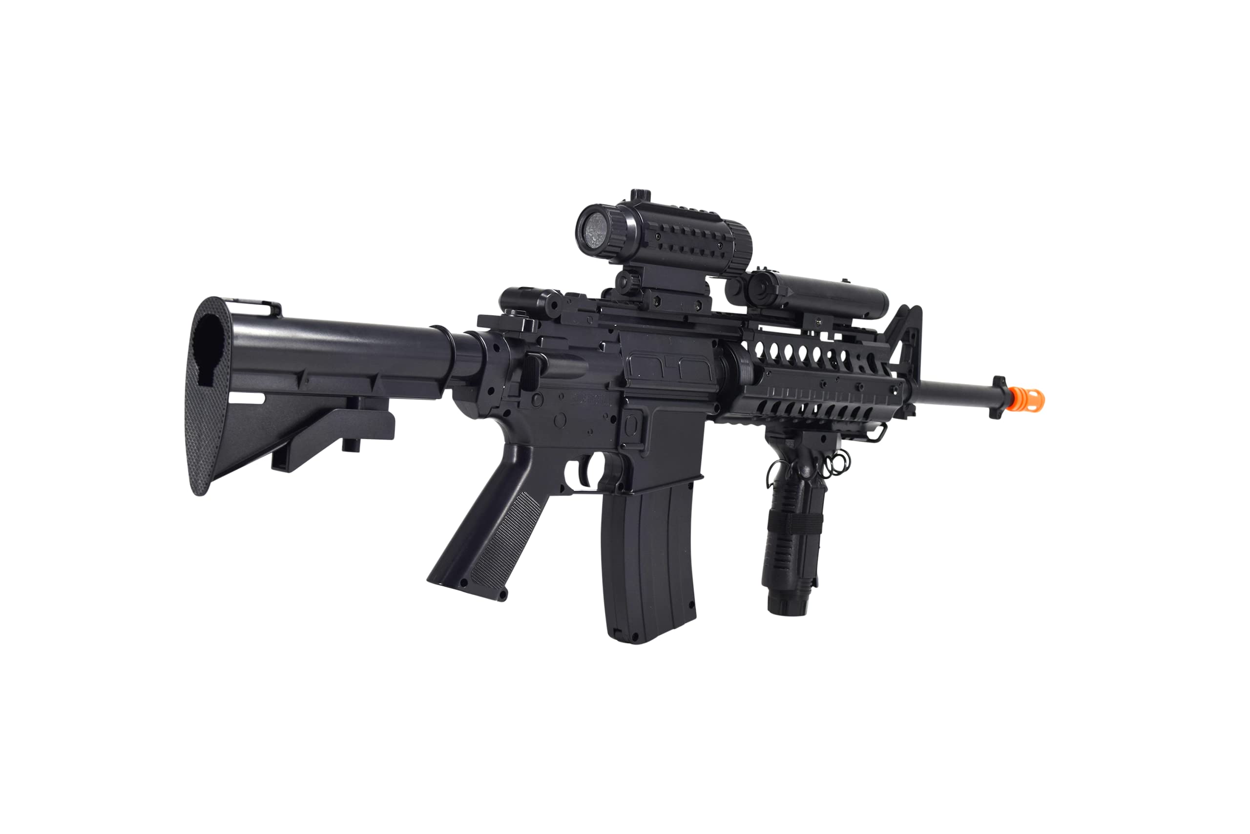 Fire Power SOFT AIR USA F4D AEG Electric Airsoft Rifle with Flashlight and Laser, Black, 200 FPS