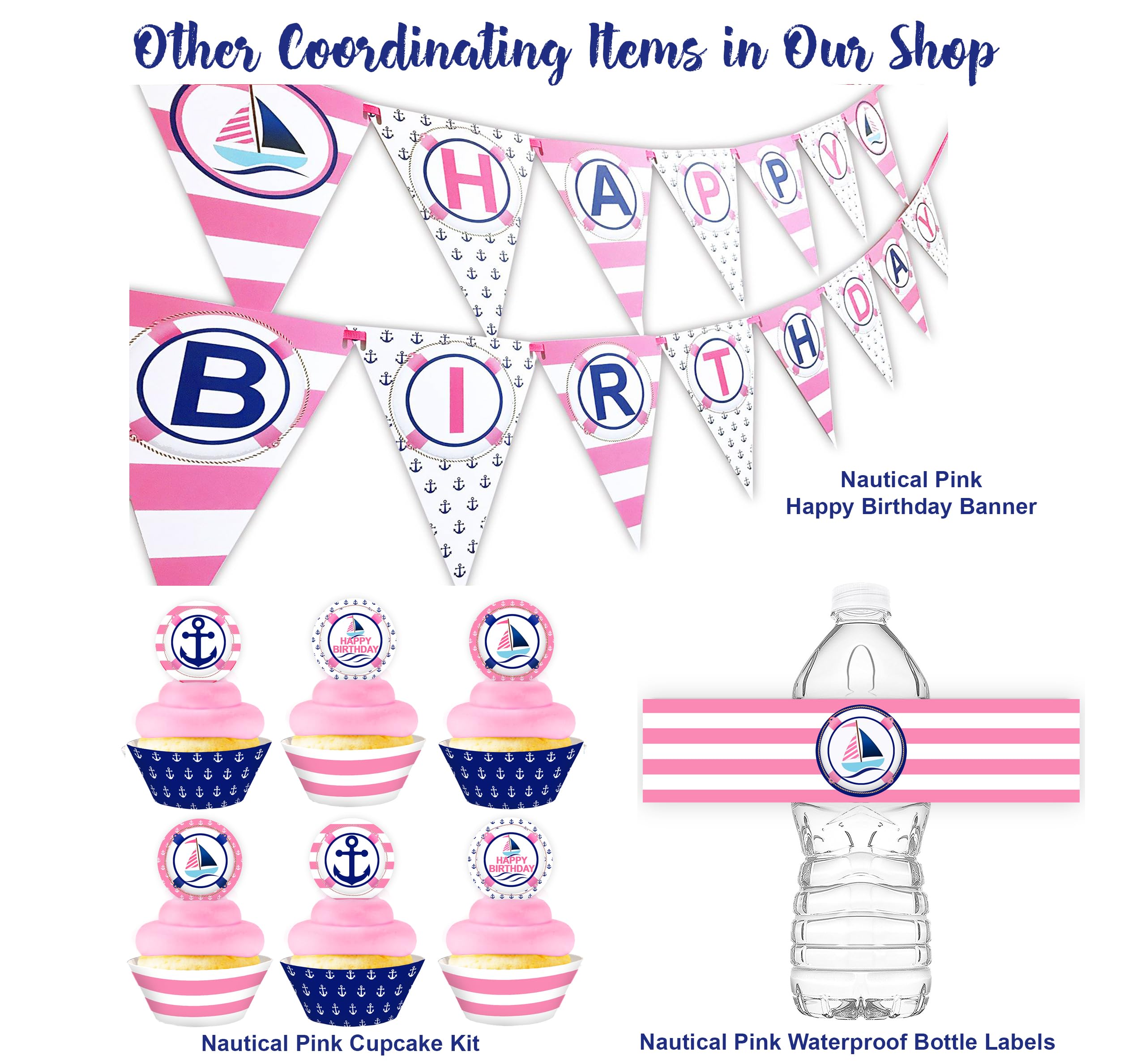 POP parties Nautical RED Happy Birthday Banner Pennant - Sailboat Party Banner - Made in The USA