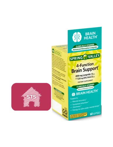 Spring Valley 4-Function Brain Support, 60 Count + STS Fridge Magnet.