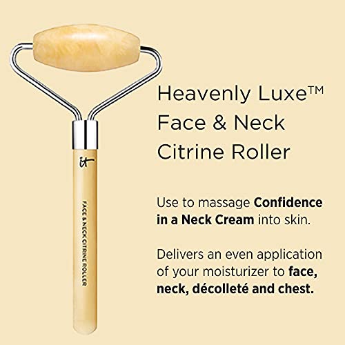IT Cosmetics Smooth & Tighten Skincare Set - Includes Confidence in a Neck Cream (2.6 oz) + Heavenly Luxe Neck & Face Roller - Firming Moisturizer - with Elastin, Collagen & Hyaluronic Acid