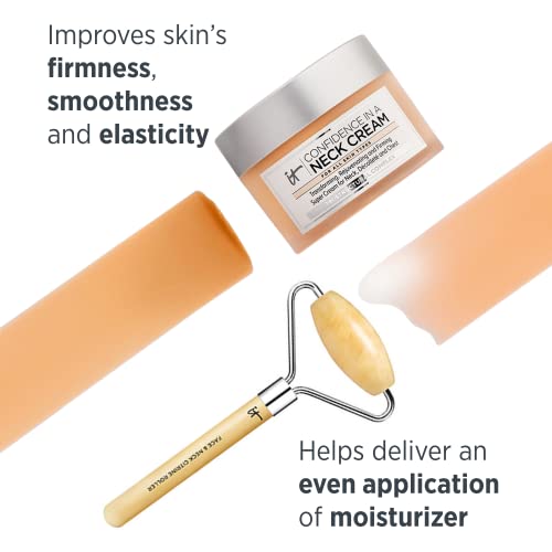IT Cosmetics Smooth & Tighten Skincare Set - Includes Confidence in a Neck Cream (2.6 oz) + Heavenly Luxe Neck & Face Roller - Firming Moisturizer - with Elastin, Collagen & Hyaluronic Acid