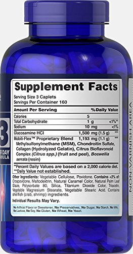 Glucosamine, Chondroitin & MSM-3 Per Day Formula by Puritanās Pride
