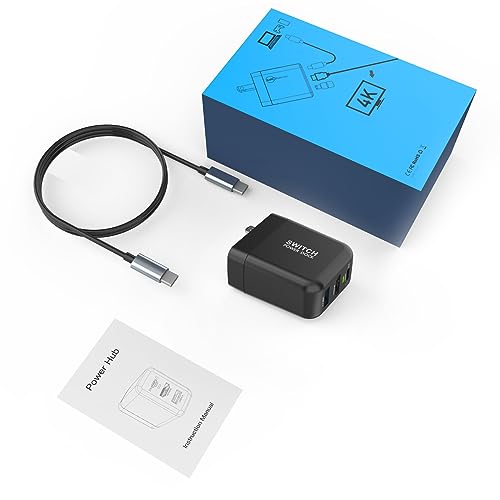 Switch Dock Charger for Nintendo Switch, Mirabox 36W Portable TV Docking Station for Nintendo Switch with 4K@60Hz HDMI/USB2.0/PD USB-C Fast Charging Ports, Full-Featured USB-C to USB-C Cable Included