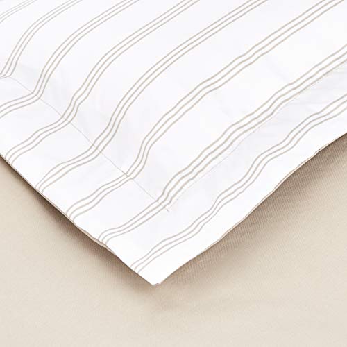 Amazon Basics 3-Piece Lightweight Microfiber Duvet Cover Set with Zipper Closure, King, Taupe Stripe, Striped