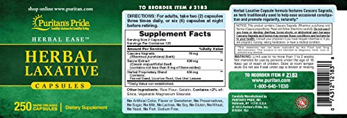 Puritans Pride Herbal Laxative to Help with Occassional Constipation, 250 Count