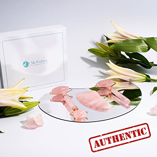 4-in-1 Jade Roller and Gua Sha Set. Rose Quartz Roller with Eye Massager, Jade Gua Sha, Ridged Roller Massager. Jade Roller For Face Real Jade 100% Jade Stone Roller. Facial Massager Ice Roller