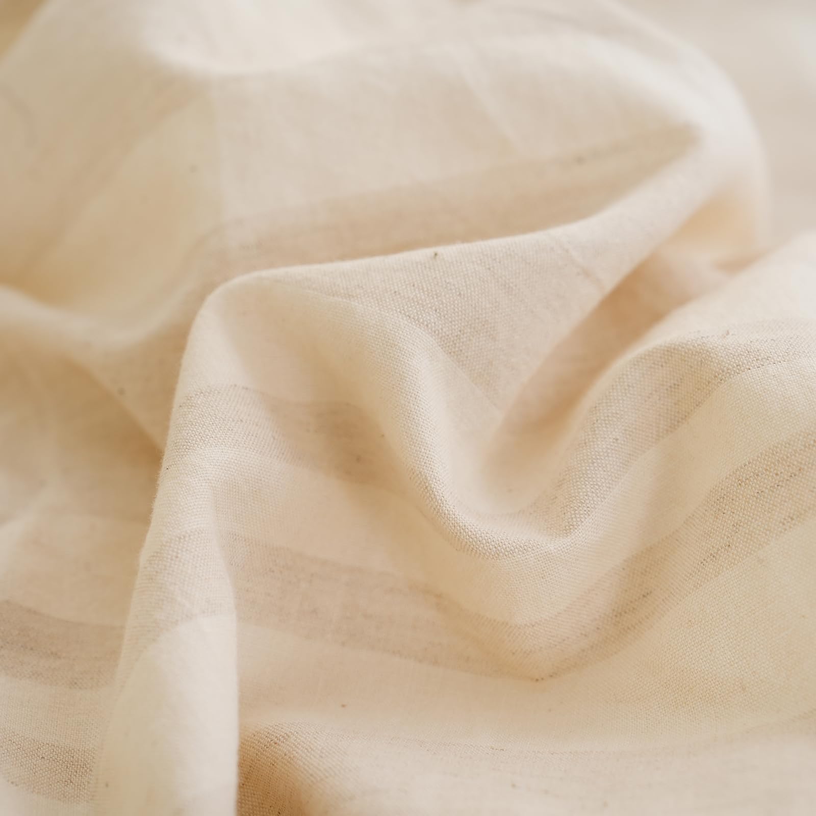 MOVE OVER Striped Linen Comforter Set Queen Linen Cotton Blend Bedding Comforter Set 3 Pieces Wide and Narrow Stripe Design Neutral Style Flax Comforter Set for All Season