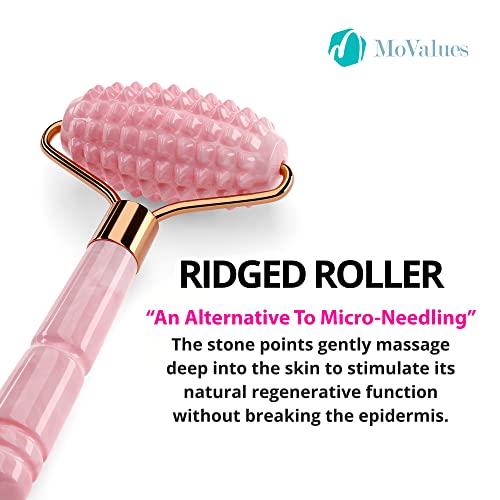 4-in-1 Jade Roller and Gua Sha Set. Rose Quartz Roller with Eye Massager, Jade Gua Sha, Ridged Roller Massager. Jade Roller For Face Real Jade 100% Jade Stone Roller. Facial Massager Ice Roller