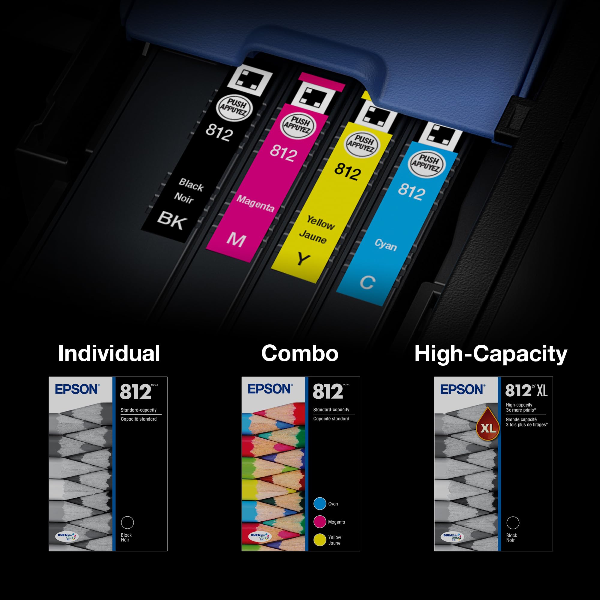 EPSON T812 DURABrite Ultra Ink High Capacity Black & Standard Color Cartridge Combo Pack (T812XL-BCS) for select Epson WorkForce Pro Printers