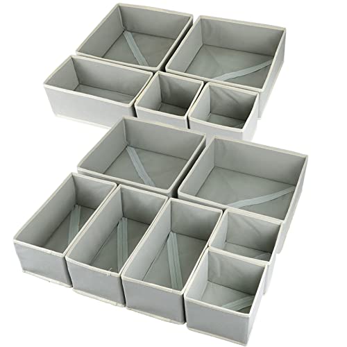 12 Pack Drawer Organizer, Foldable Drawer Organizers for Clothing, Cloth Drawer Dividers Storage Bins, Clothes Drawer Organizer for Underwear,Folded Clothes,Baby Clothing,Socks,Bra,Towels,Ties