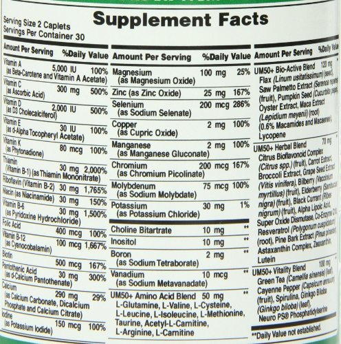 Puritan's Pride High Potency Ultra Man 50 Plus Coated Caplets, 60 Count