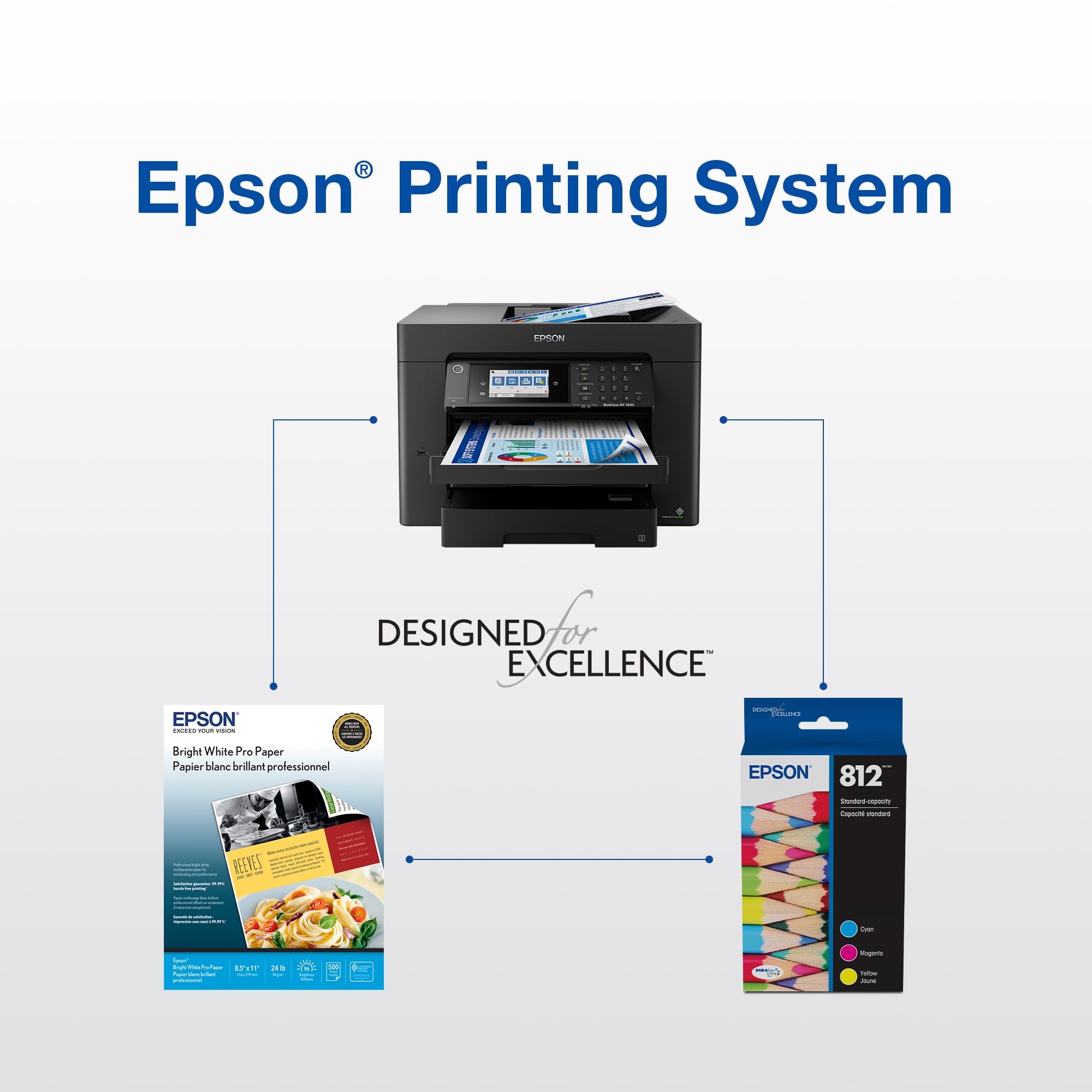 EPSON T812 DURABrite Ultra Ink High Capacity Black & Standard Color Cartridge Combo Pack (T812XL-BCS) for select Epson WorkForce Pro Printers