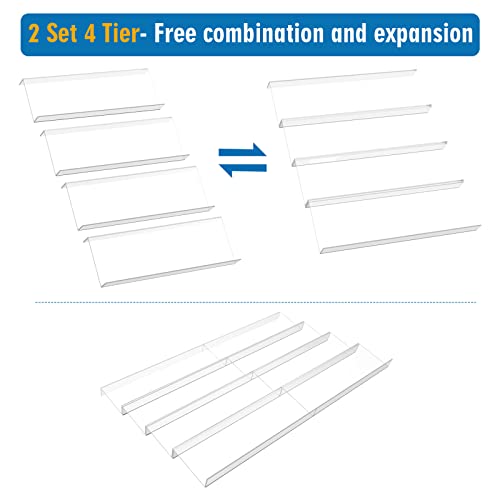 Jadehom Spice Drawer Organizer, 4Tier Clear Acrylic Expandable From 13" to 26" Seasoning Jars Drawer Insert, Kitchen Drawer Spice Rack Tray for Cabinet/Countertop