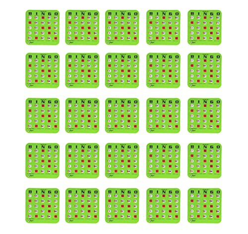 Regal Games - Finger-Tip Shutter Slide Bingo Cards - 25 Pack - Green - Perfect for Large Groups, Bulk Purchasing