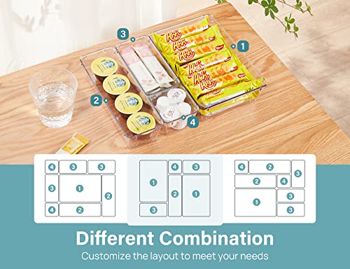 Kootek 31 Pcs Clear Plastic Drawer Organizer Set, 4-Size Bathroom Drawer Organizers Non-Slip Desk Dividers Trays, Versatile Storage Bins for Makeup, Jewelry, Vanity, Bedroom, Kitchen, Office