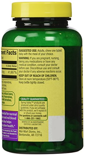 ONLY 1 IN PACK Spring Valley Fast-Dissolve Vitamin B12 2500 Mcg, Metabolism Support, 120 Tablets cherry flavor