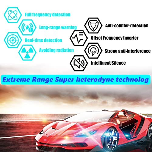 New Radar Detector, Driving Aids with Mute Memory, City/Highway Mode, Long Range Detection, Led Display, Ideal Gift for Cars (Blue)