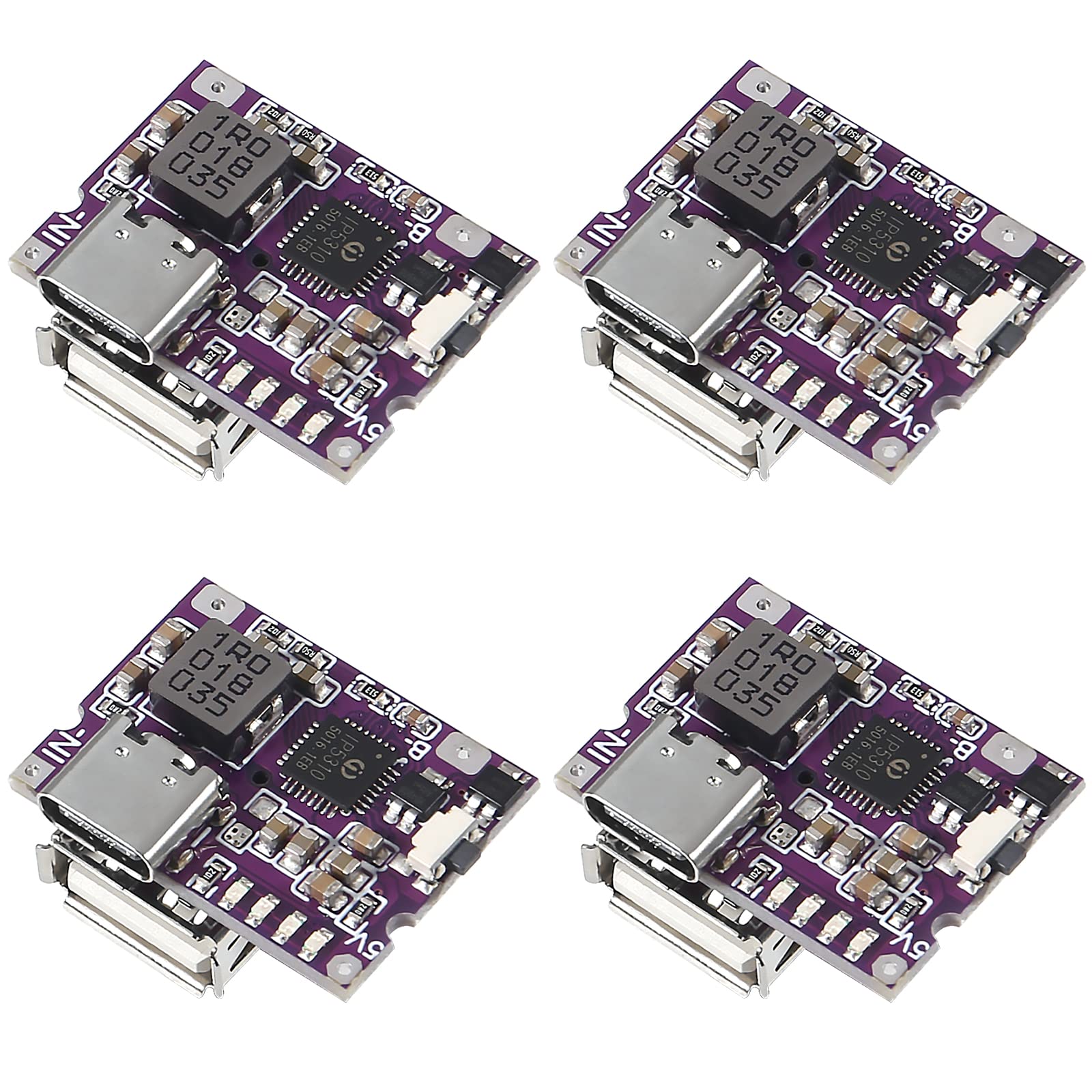 ATNSINC Type-C 5V 3A Boost Converter Step-Up Power Module IP5310 Mobile Power Bank Accessories with Switch LED Indicator(Type-C and USB-A 3A)