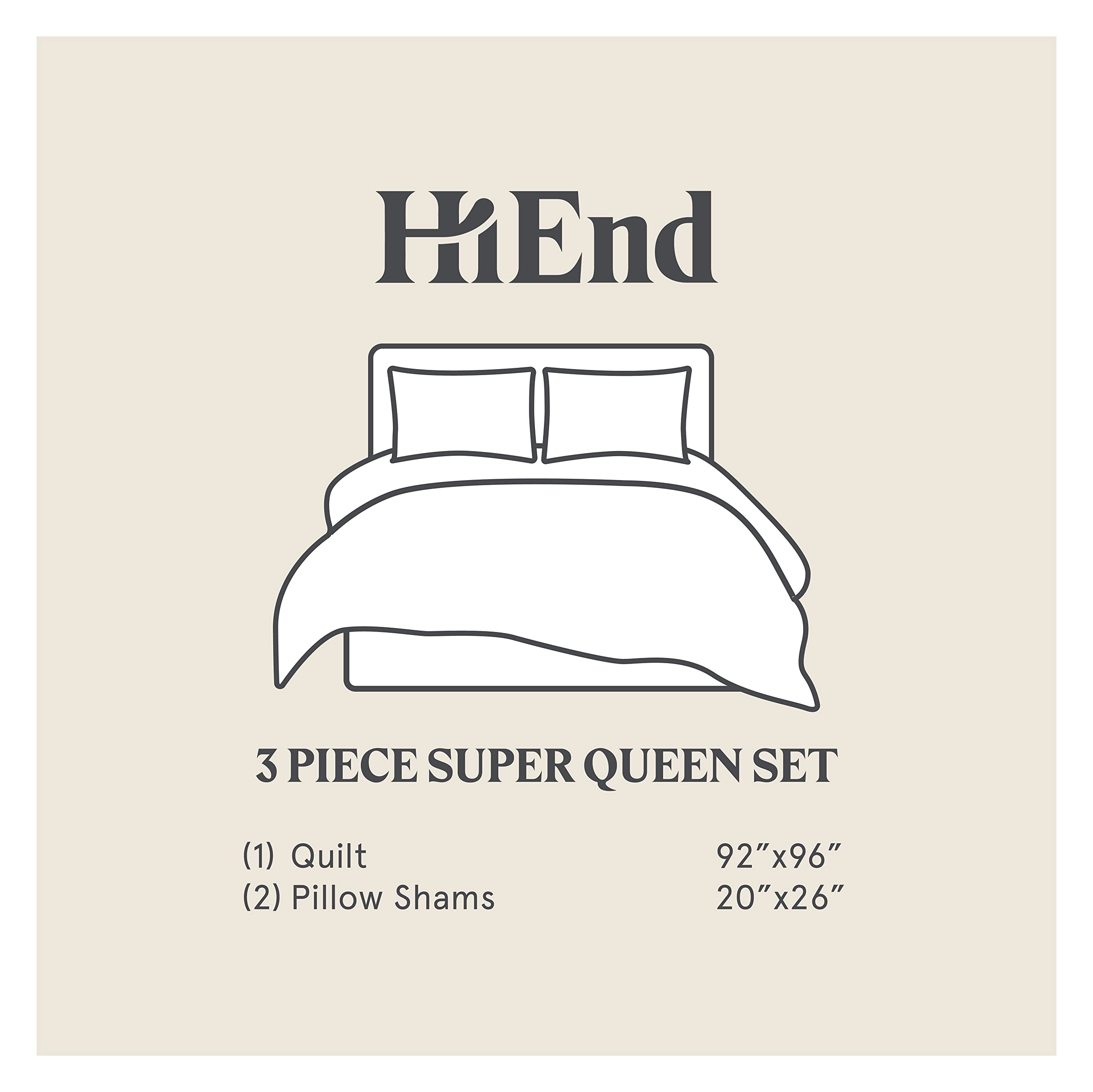 HiEnd Accents Skyler 3 Piece Quilt Set with Pillow Shams, Super Queen Size, Cotton Reversible Luxury Bedding, Blue Medallion Striped Coastal Style Bed Set, 1 Quilt and 2 Pillowcases