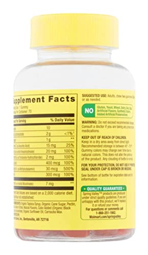 Spring Valley B-Complex Adult Gummy 70 Count - Natural Wild Strawberry Flavor (Packaging May Vary)