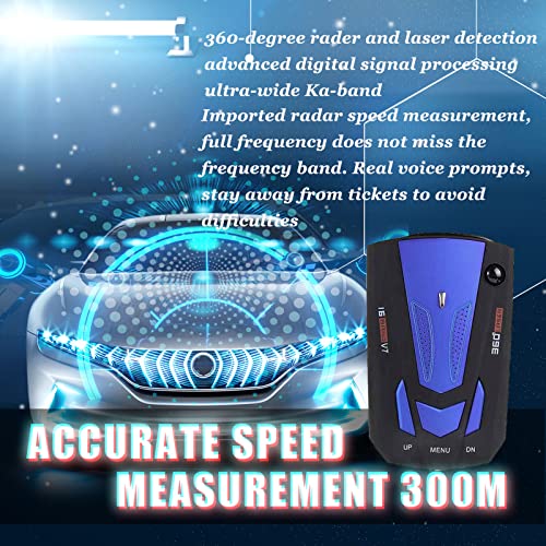 New Radar Detector, Driving Aids with Mute Memory, City/Highway Mode, Long Range Detection, Led Display, Ideal Gift for Cars (Blue)