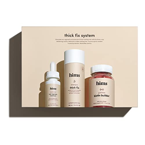 hims thick fix system - Total Hair Package to Supports Hair Growth - Shampoo + Gummy Vitamins + Minoxidil 5%