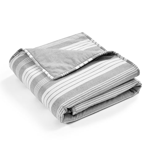 Lush Decor Farmhouse Yarn Dyed Stripe Throw Blanket, Gray/White Single 50X60