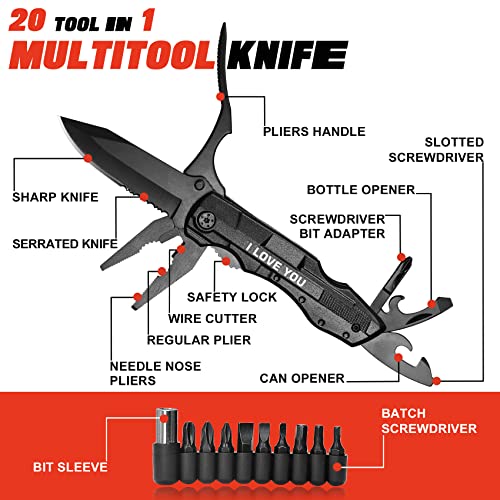 ZAVIT Gifts for Boyfriend Husband Him, Multitool Knife“I LOVE YOU”, Anniversary Unique Gifts for Him, Christmas Stocking Stuffers, Valentines Day, Birthday Gift Ideas, Boyfriend Gifts.