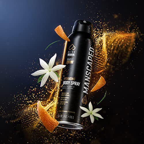 MANSCAPED® UltraPremium Hydrating Body Spray, Non-Greasy Quick Drying Spray-On Moisturizer Formula with Red Algae and Hyaluronic Acid for Skin Hydration (6 oz Aluminum Bottle)