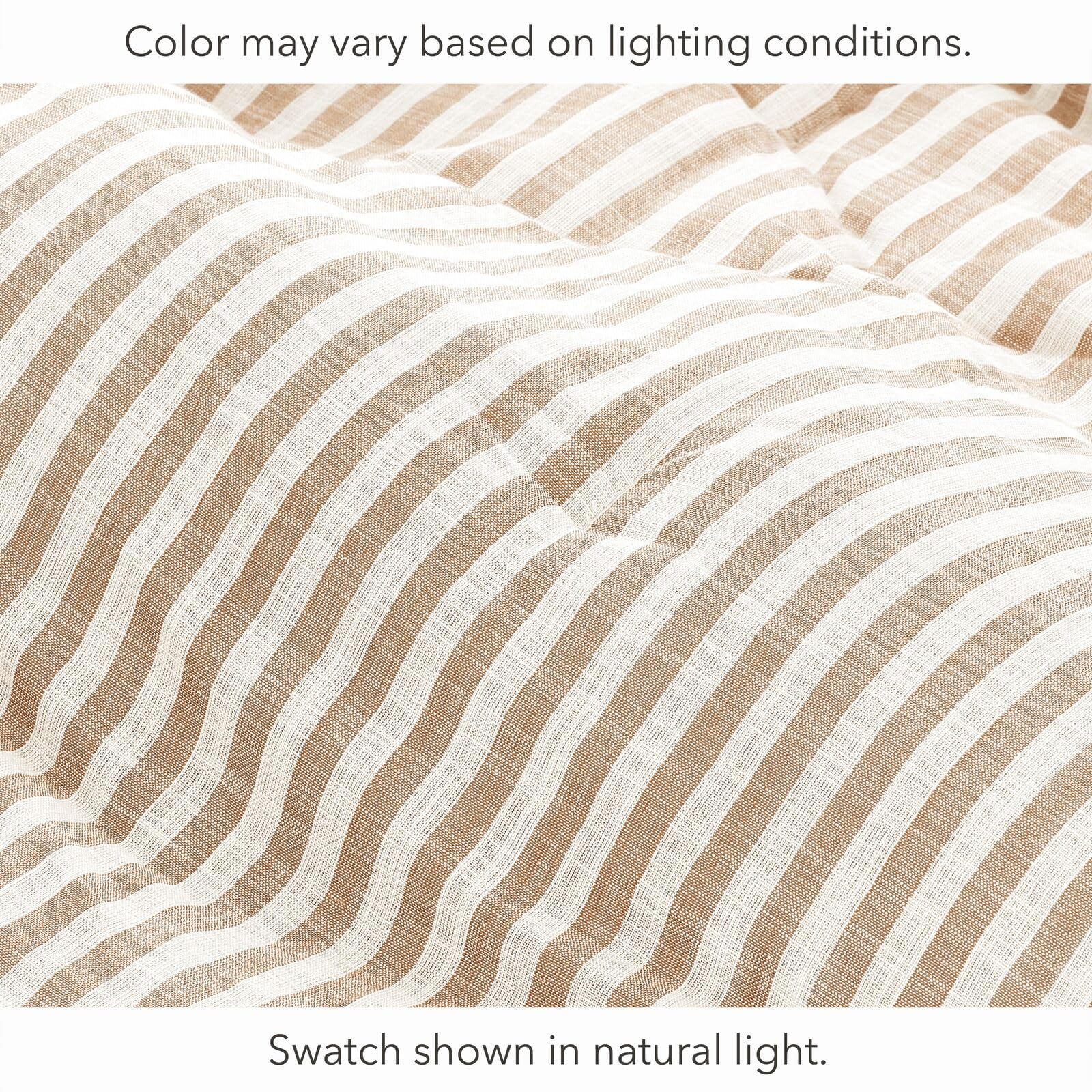 Nate Home by Nate Berkus All-Season Cotton Percale Painted Stripe Quilt 3 Piece Quilt Set, Comfortable Bedding from mDesign, King, Includes 1 Quilt, 2 Pillow Shams - Pearl/Fossil (Beige/Taupe)