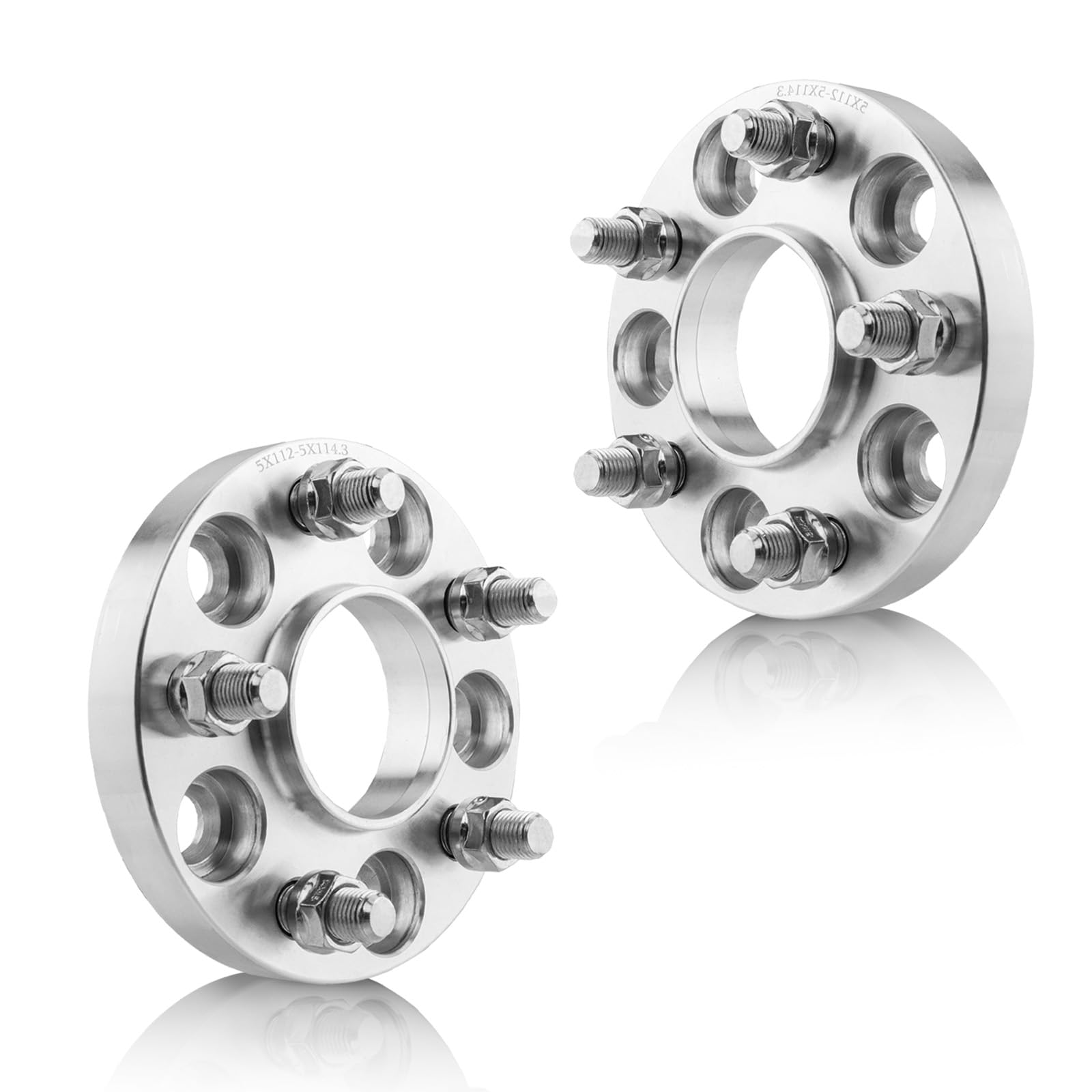 MOTORHOT 2Pcs 20mm Wheel Spacers Adapters 5x112mm to 5x114.3mm 5 Lug Hub 14x1.5 Studs 10 Lug Nuts Replacement for Audi 2008-2014 Mercedes-Benz 1994-2014 Maybach 2005-2012