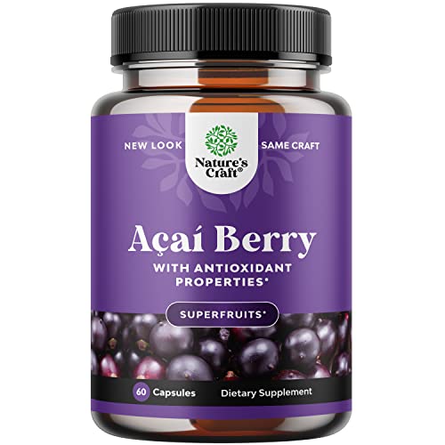 Acai Berry Capsules Antioxidant Supplement - Acai Berry Cleanse Superfood Supplement for Brain Booster Heart Health and Natural Energy Boost - Acai Capsules and Memory Supplement for Brain Health