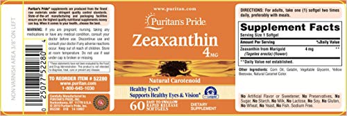 Puritan's Pride Zeaxanthin 4 mg-60 Softgels