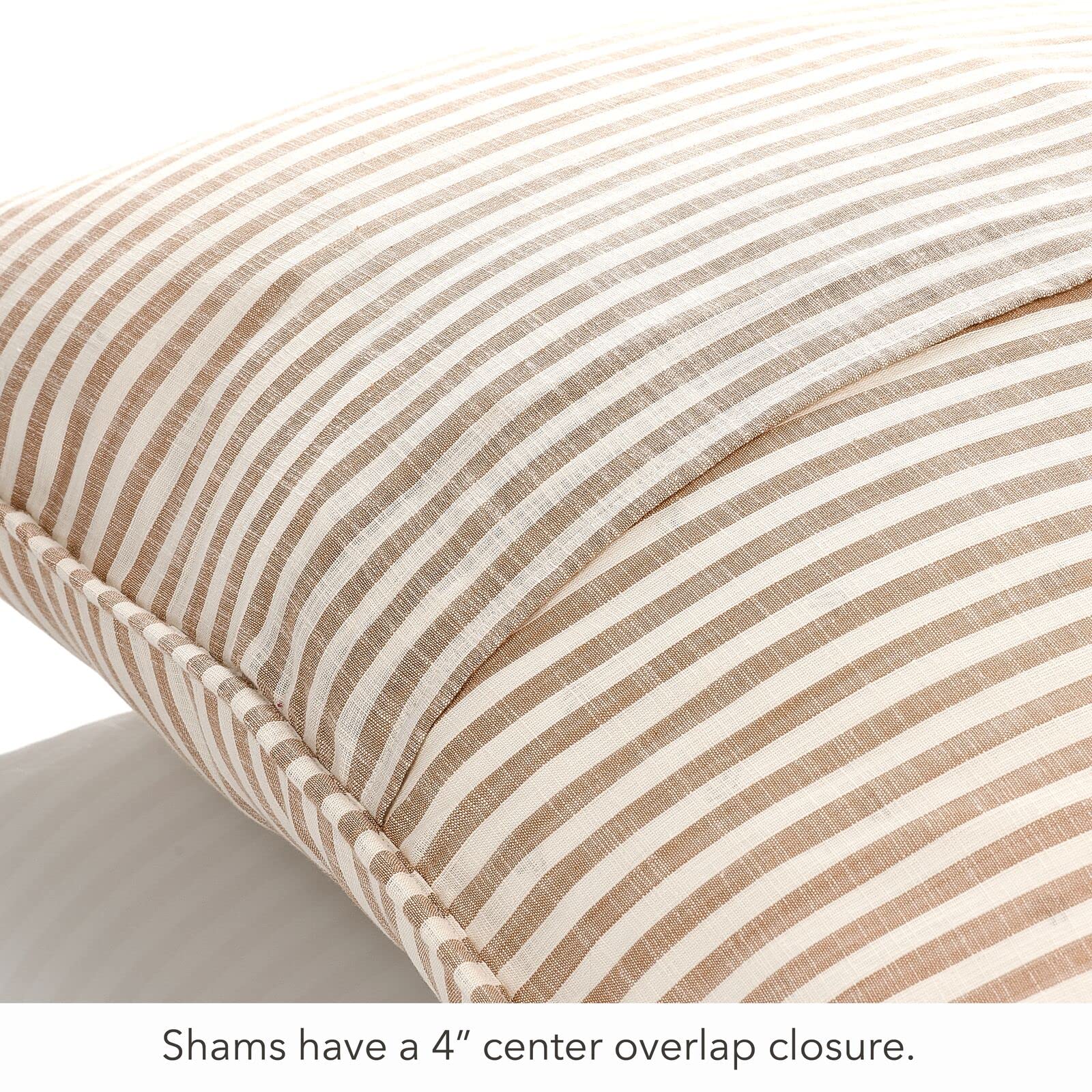 Nate Home by Nate Berkus All-Season Cotton Percale Painted Stripe Quilt 3 Piece Quilt Set, Comfortable Bedding from mDesign, King, Includes 1 Quilt, 2 Pillow Shams - Pearl/Fossil (Beige/Taupe)