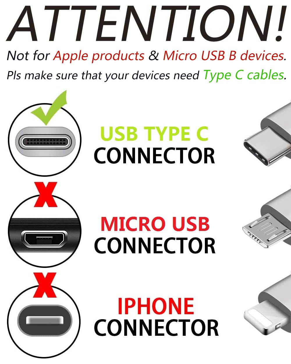 MYFON USB A to USB C Cable, USB Type C Cable, 2 Pack [3FT, 3FT], Fast Charging Cable, High Speed Data Transfer Cable, Android Phone Cable for Galaxy S10 S9 and More, Trustable