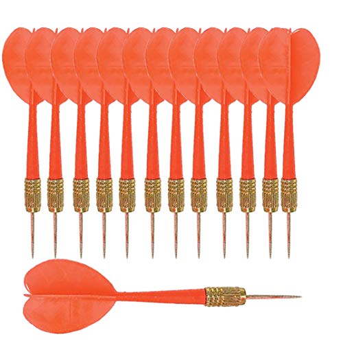 The Dreidel Company Plastic Throwing Dart Arrows Toy, Plastic Flights, and Metal Pointy Copper Head Tips Darts, Red 5" Inches