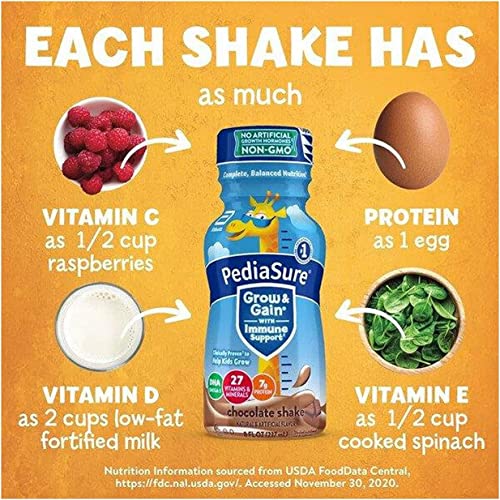 PediaSure Grow & Gain Nutrition Shake for Kids, Immune Support Shake Variety Sampler Pack - 12 Pack Of 8 Fl Oz Bottles - By Obanic (12-Pack)