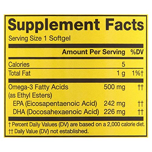 Spring Valley Omega-3 500 mg from Fish Oil, Heart Health, Lemon,120 Softgels (Pack of 2)