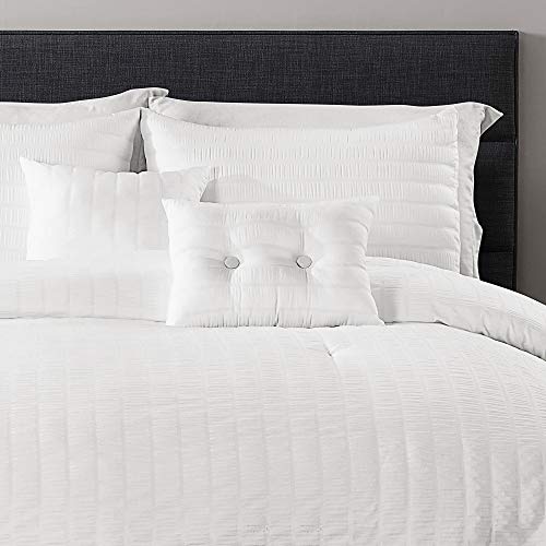Lush DƩcor Farmhouse Seersucker 5-Piece Full/Queen Comforter Set (White)